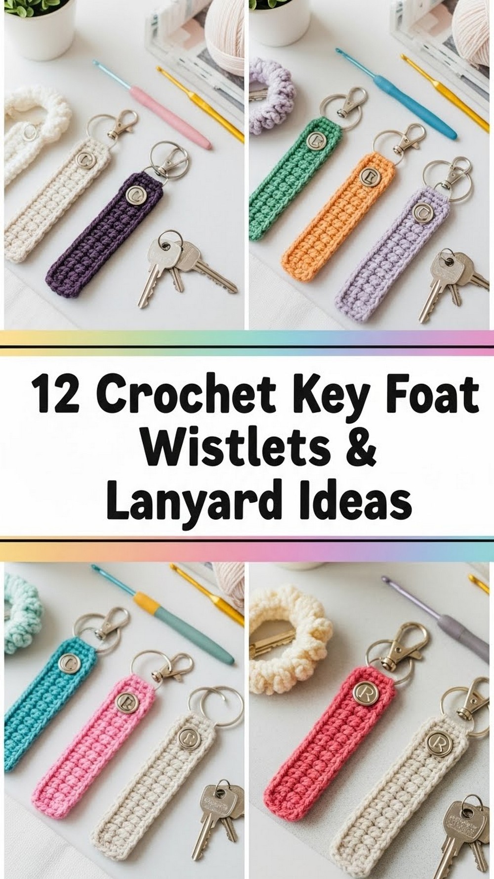 12 Crochet Key Fob Wristlets & Lanyard Ideas - Cloudy Yarn