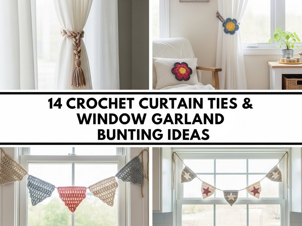 14 Crochet Curtain Ties & Window Garland Bunting Ideas - Cloudy Yarn
