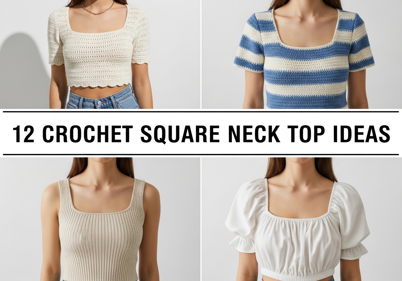12 Crochet Square Neck Top Ideas - Cloudy Yarn