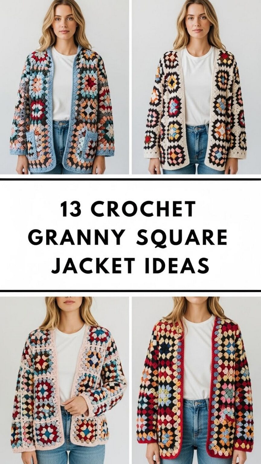 13 Crochet Granny Square Jacket Ideas - Cloudy Yarn