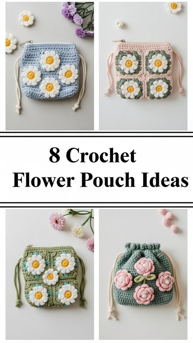 8 Crochet Flower Pouch Ideas - Cloudy Yarn
