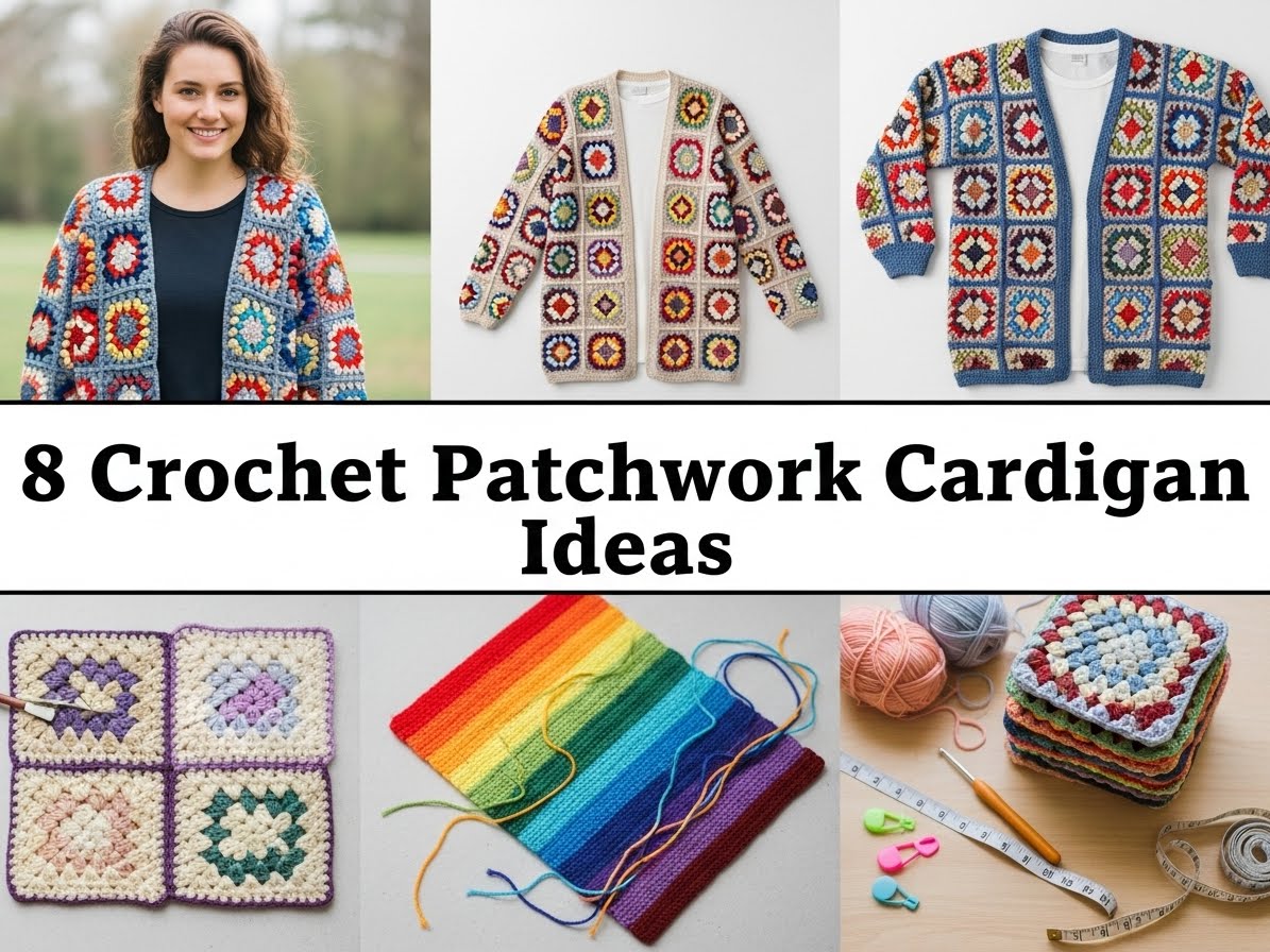 8 Crochet Patchwork Cardigan Ideas - Cloudy Yarn
