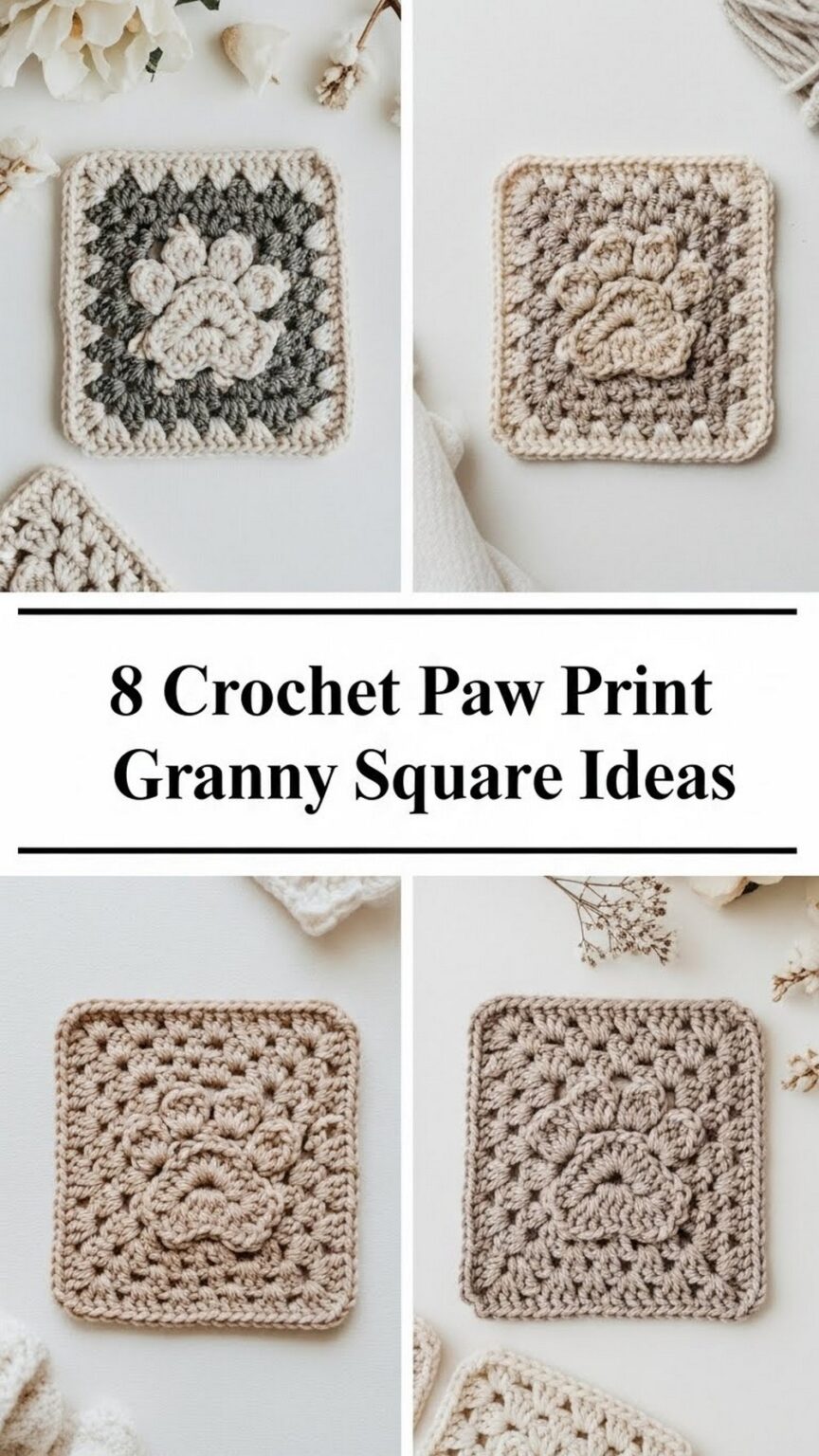 8 Crochet Paw Print Granny Square Ideas - Cloudy Yarn