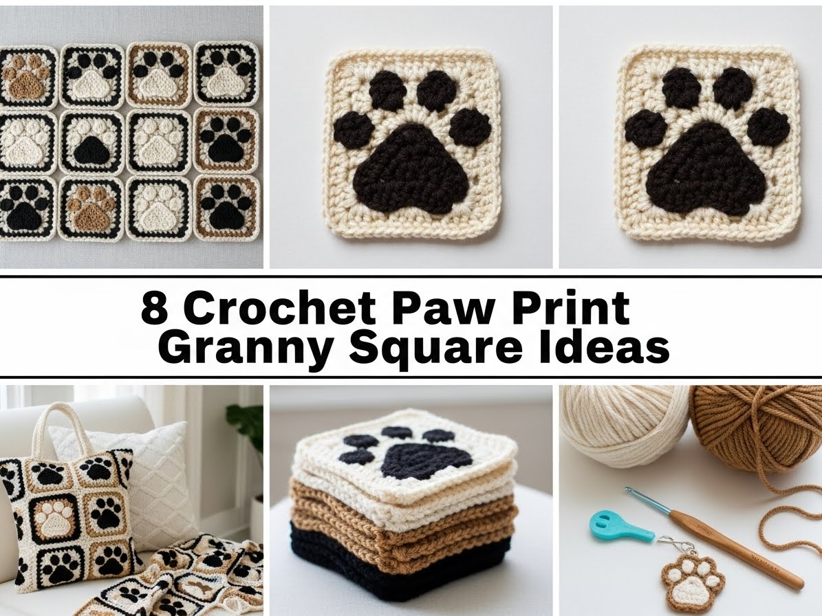 8 Crochet Paw Print Granny Square Ideas - Cloudy Yarn