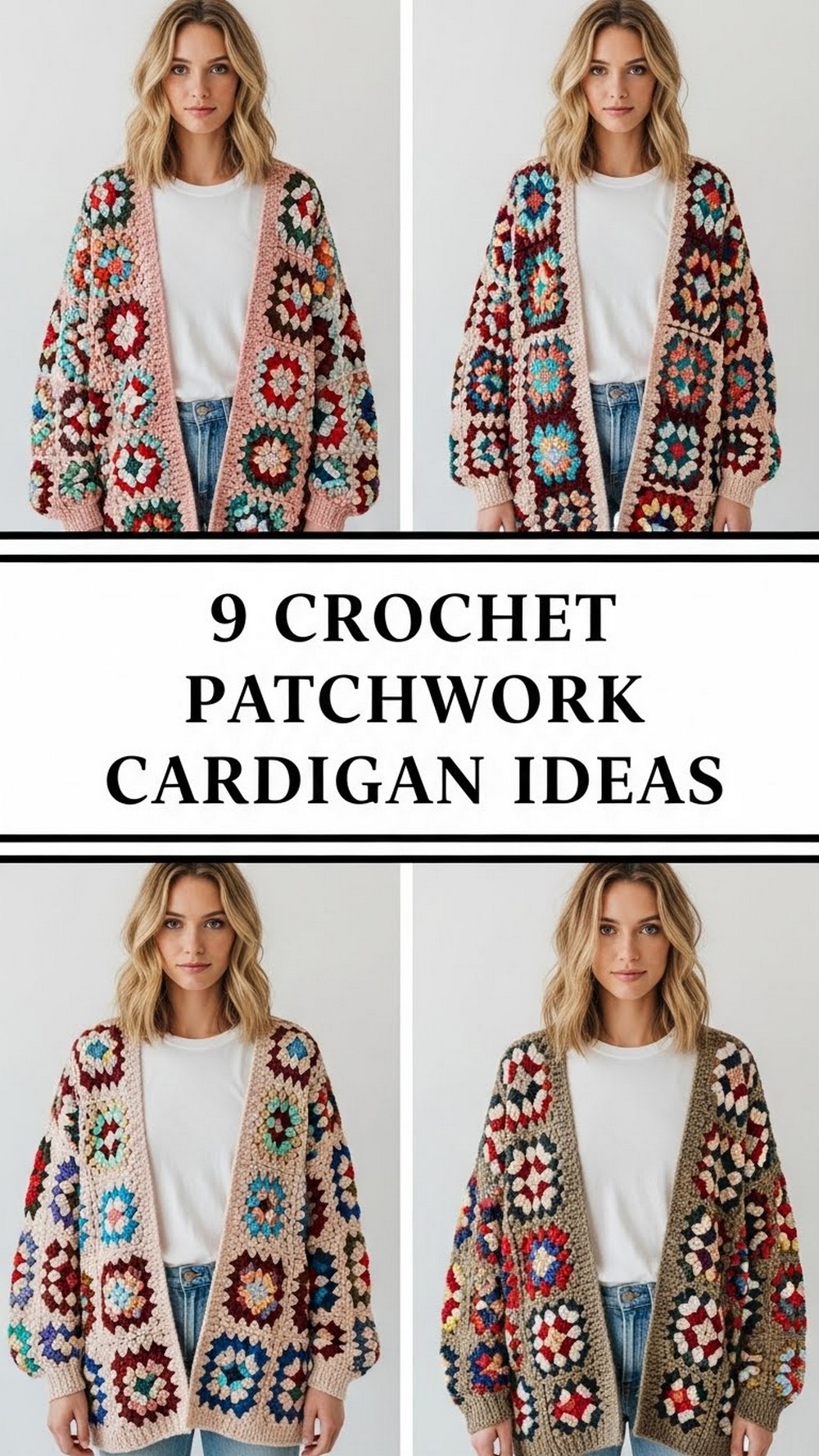 8 Crochet Patchwork Cardigan Ideas - Cloudy Yarn